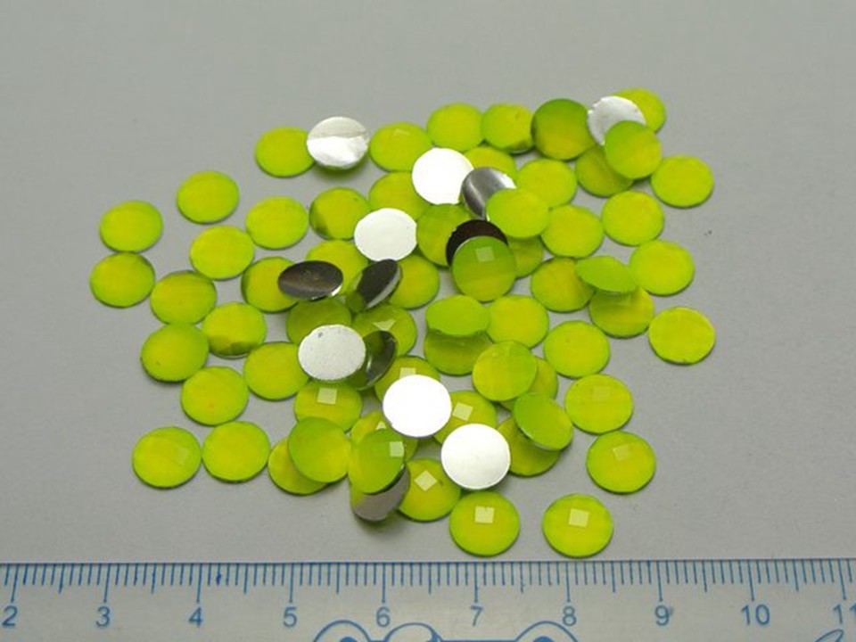 200 Neon Yellow Flatback Acrylic Round Rhinestone Gems 8mm No Hole | eBay