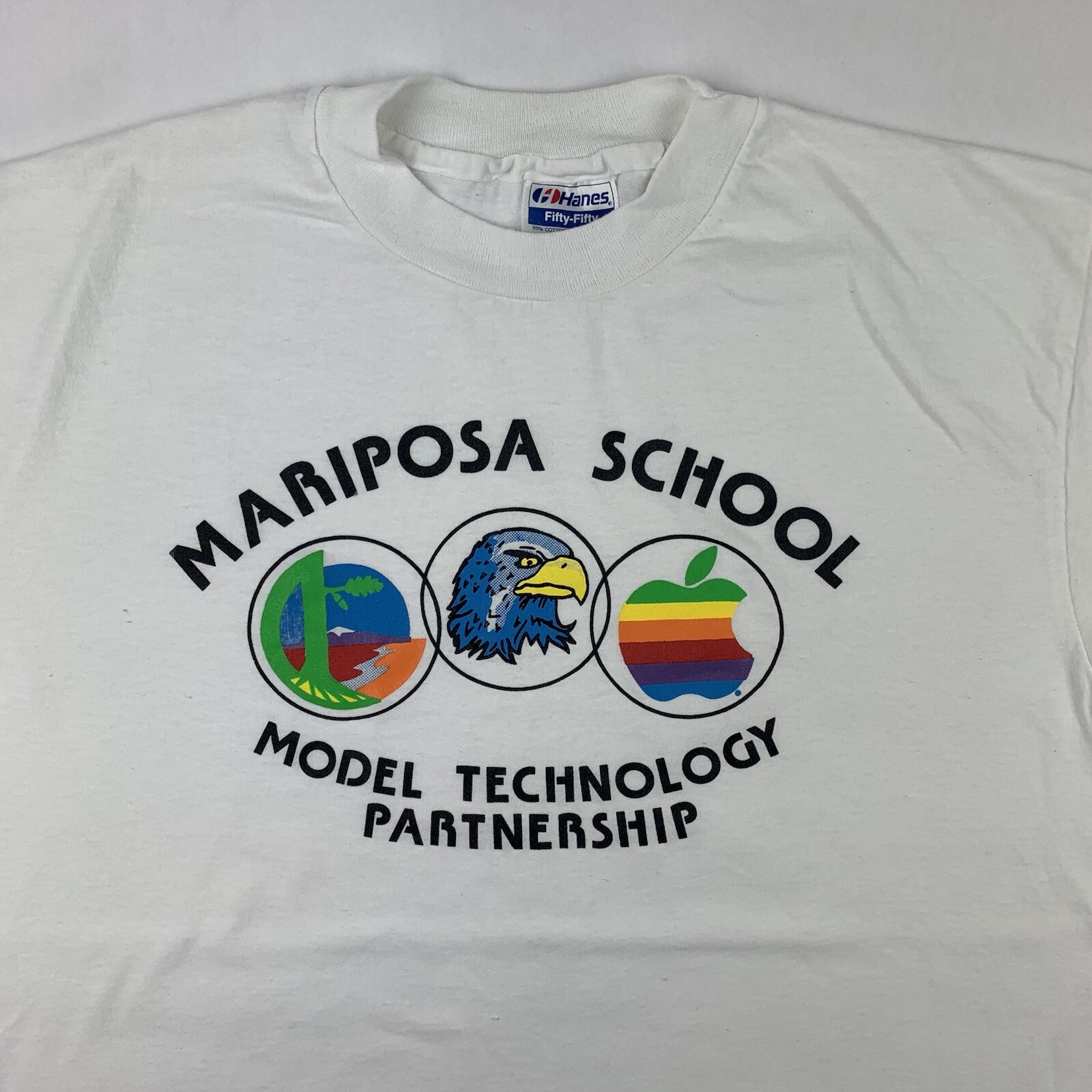 VTG 90s Apple Computer Rainbow Mac Logo Promo T-Shirt… - Gem