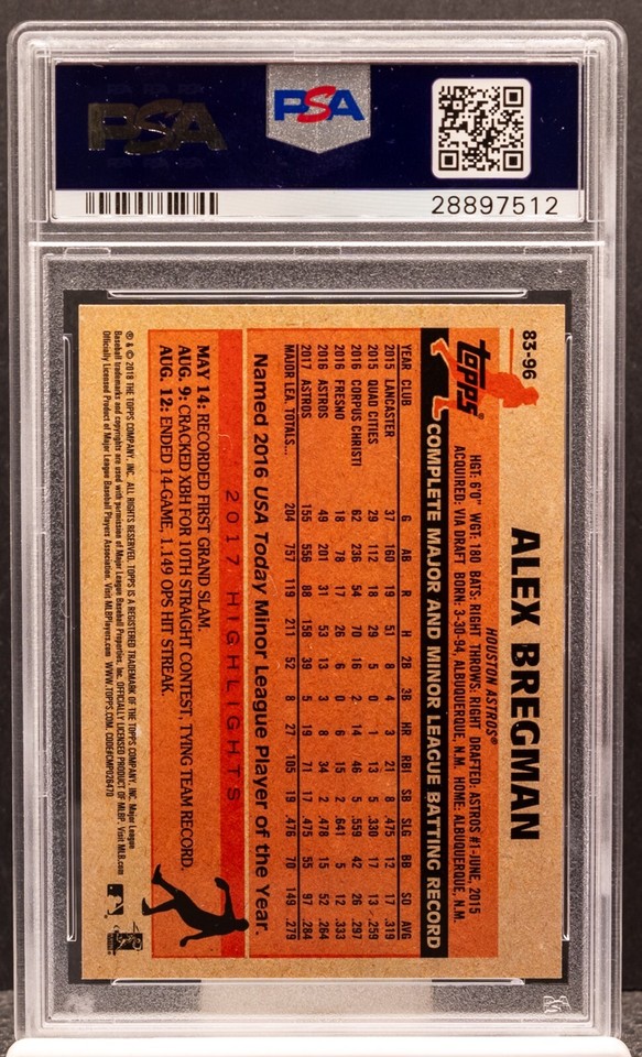 28897512 Alex Bregman 2018 Topps 1983 Design 83-96 Astros PSA 10 GEM ...