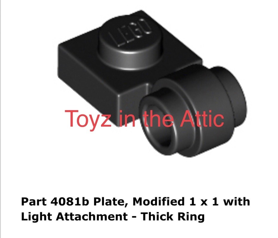 Lego 1x 4081b Black Plate, Modified 1 x 1 w/ Light Attachment Thick ...