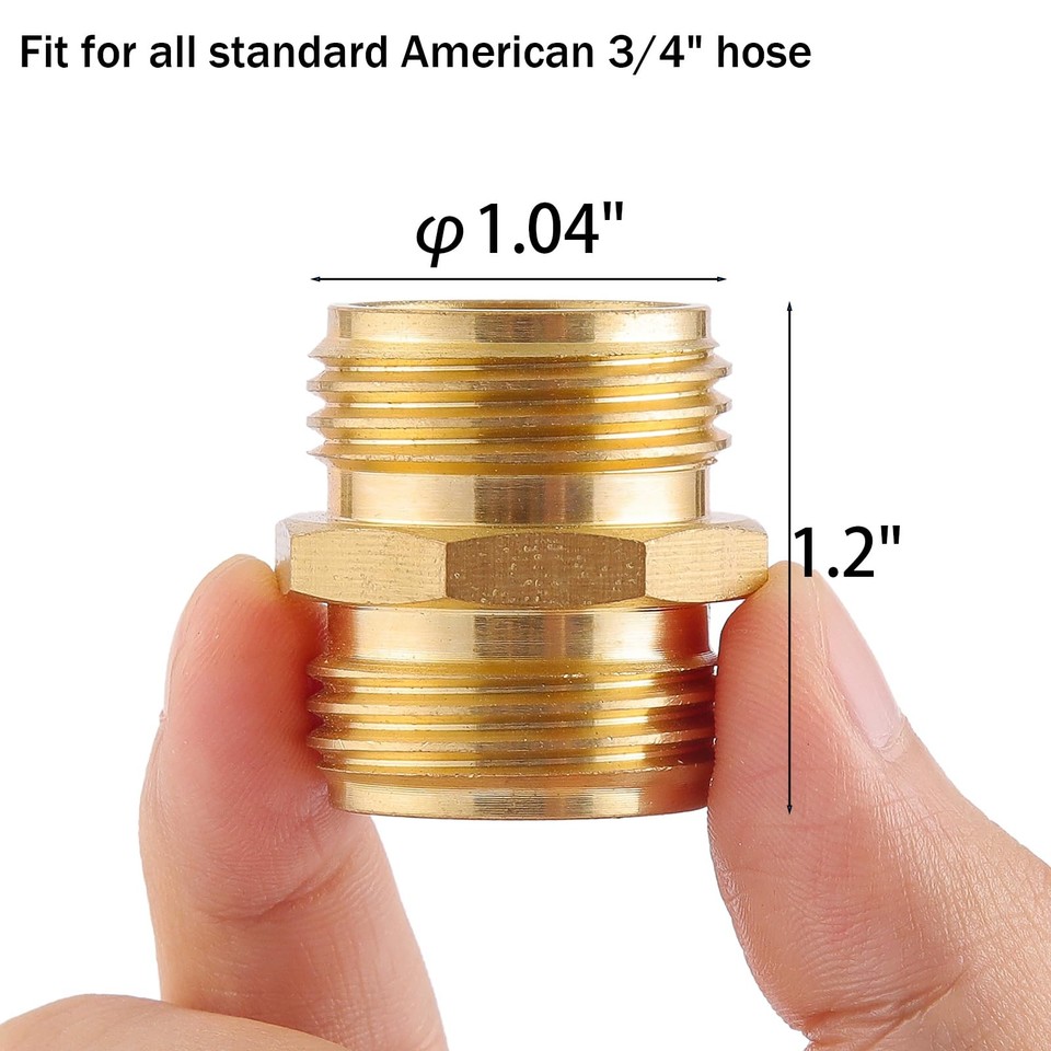 Garden Hose Connector Male to Male Hose Adapter 2 Pack 3/4 Inch Brass ...