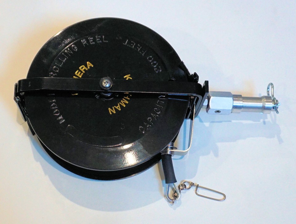 Riviera Hand Line Trolling Reel, Black with 200 ft 60# Coated Wire # ...