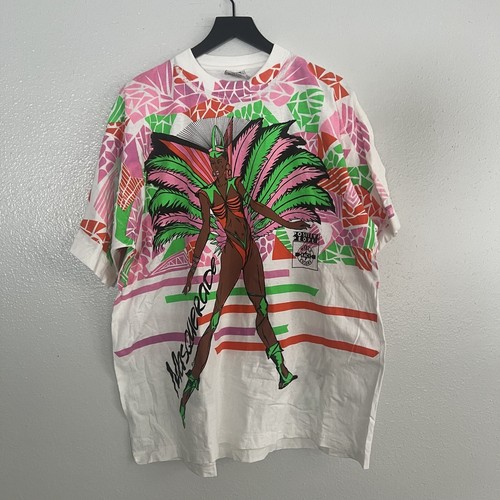 Vintage 90's Kacy World Colors Masquerade All Over Print T Shirt XL | eBay