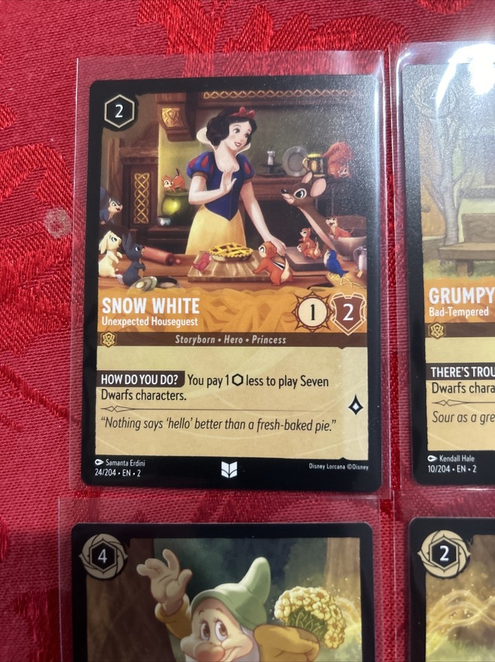 Disney Lorcana Floodborn Snow White and the Seven Dwarfs Set of 8 Pull ...