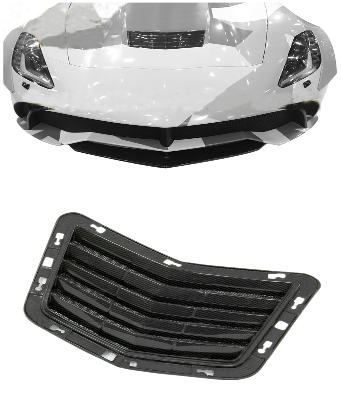Carbon Fiber Air Flow Hood Scoop Intake Vent For Chevy Corvette C7 14 ...