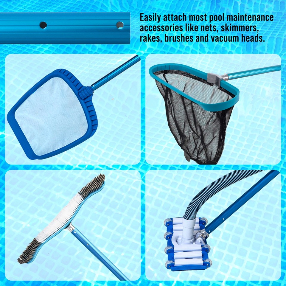 Pro 12ft Blue Anodized Aluminum Telescopic Swimming Pool Pole ...