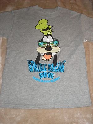 Youth Small Goofy 2015 Spring Break Disney Parks Gray Tee Shirt NWT | eBay