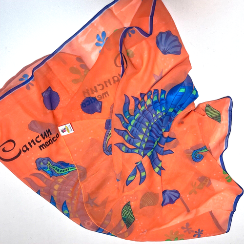 Scarf Coverup Rima Orange Hawaiian Fish Sea Creatures Beachwear 70 x ...