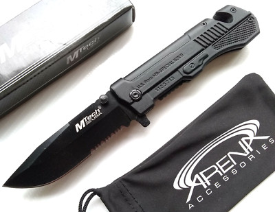MTECH Serrated Blade M9 Pistol Gun Style Pocket Knife Flipper EDC ...