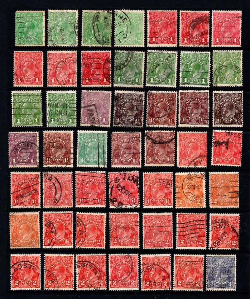 AUSTRALIA - Collection of used GV HEADS on 3 scans - UNSORTED ...