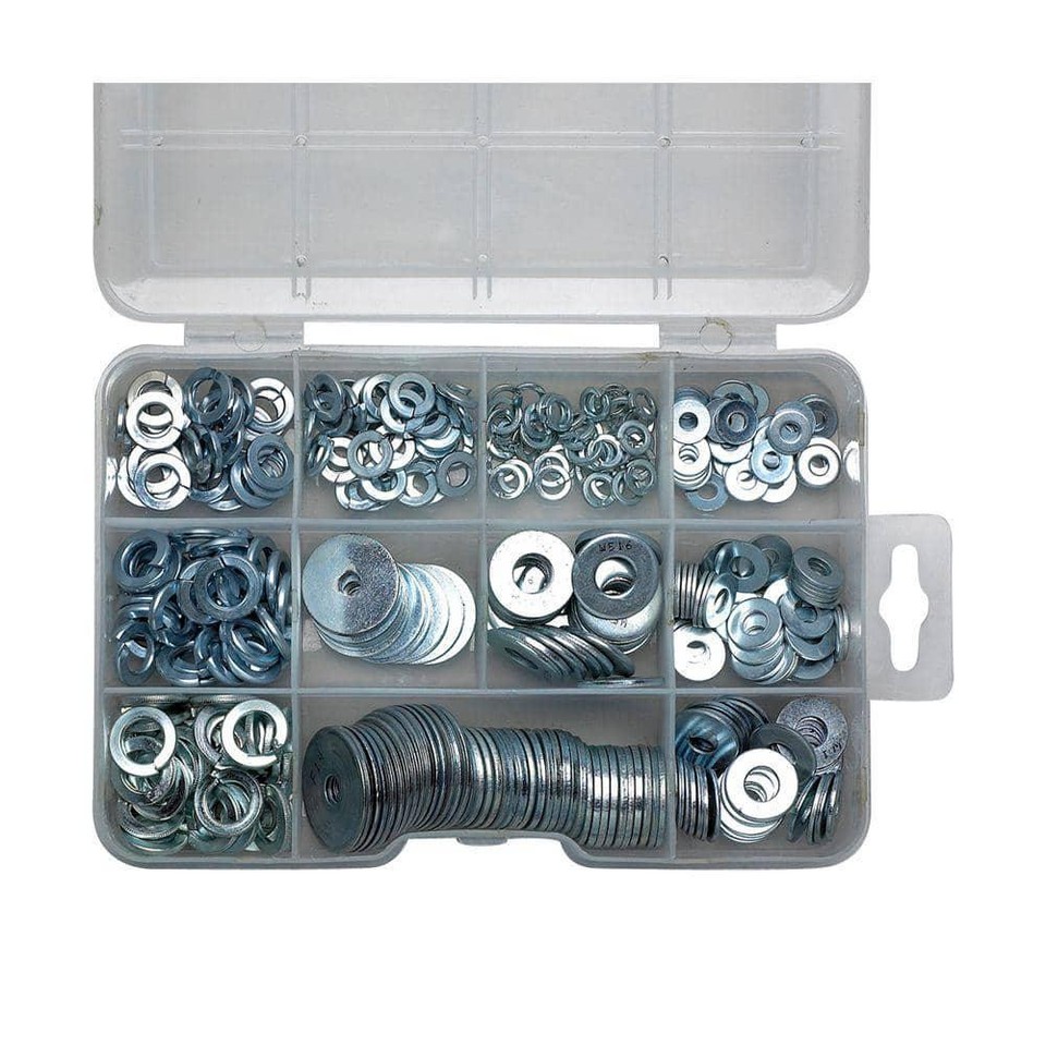 Zinc Washer Assortment Kit 380 Pc Flat Spring Lock Fender Washers ...
