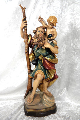 Heiliger Christopherus mit Jesuskind 42 cm, Holzschnitzerei Anita ...
