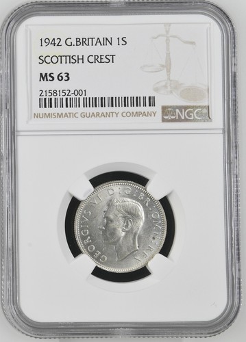 Great Britain - 1942 George VI Silver Shilling - Scottish Crest - NGC ...