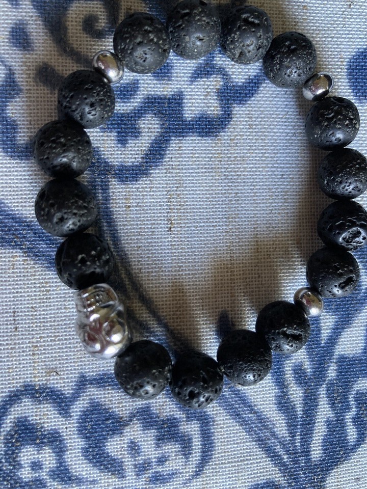 Lisa Robertson Lave Stone Skull Bead Bracelet | eBay
