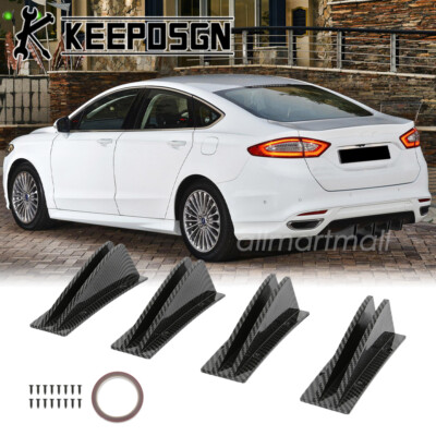 4 Pcs CARBON FIBER Rear Bumper Diffuser Lip Splitter Shark Fins for ...