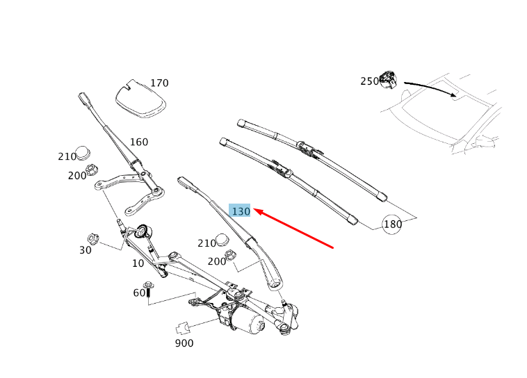 MERCEDES a Class W176 2016 OSF Driver Side Front Wiper Arm A1768203500 ...