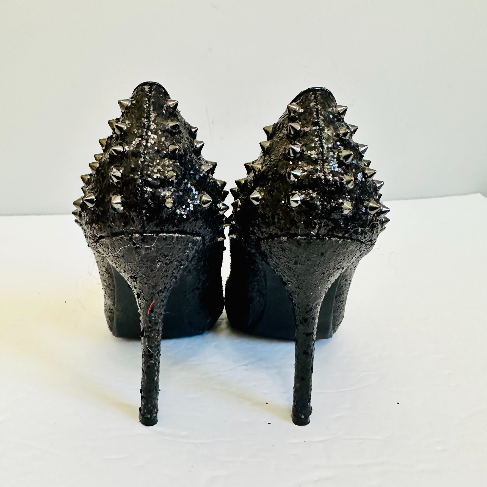 STEVE MADDEN SPIKE GLITTER SEXY BLACK STILLETO HIGH H… - Gem