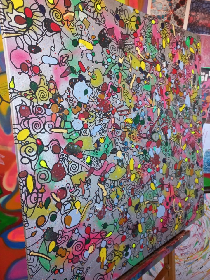 CHROMATIKA - Large 39x39in Original Canvas Abstract Trippy UV Active ...