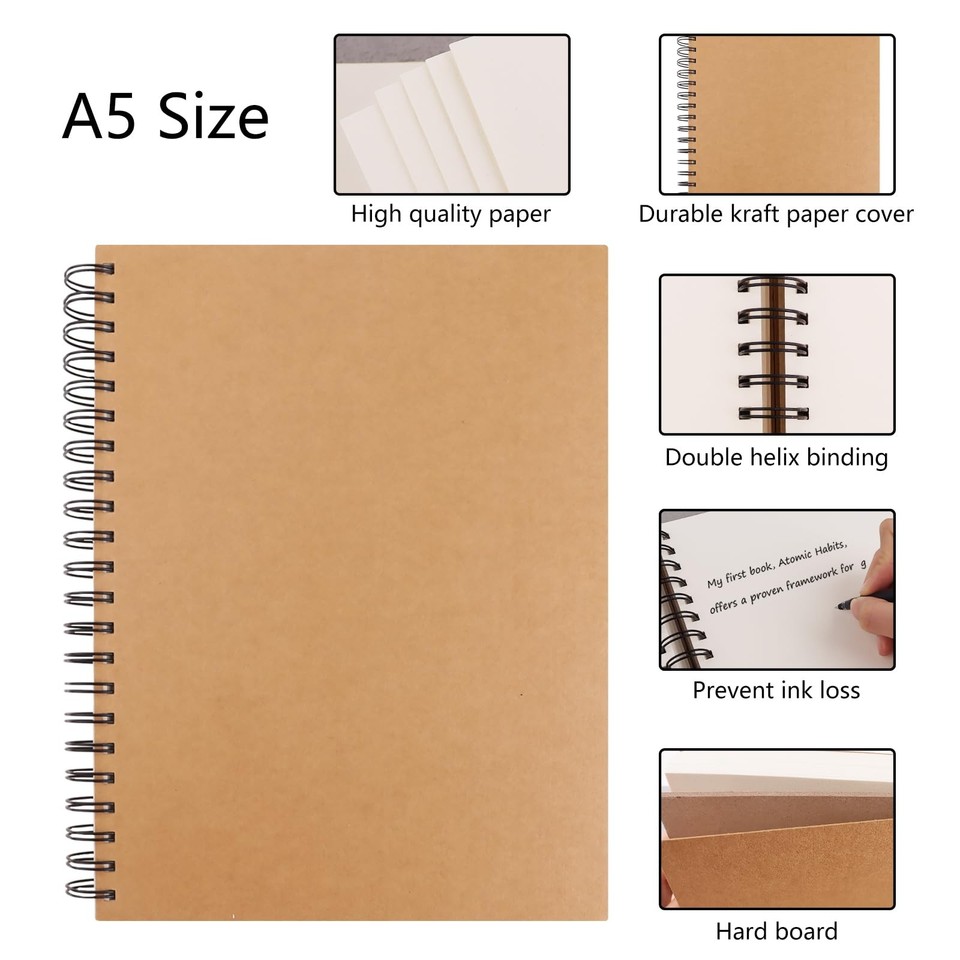 8.6 inch x11.4 Inch Spiral Sketch Book Large Notebook（Built-in drawing ...