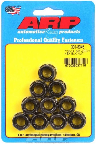 ARP Nuts Hex Head Steel Black Oxide 7/16 in.-14 RH Thread Set of 10 ...