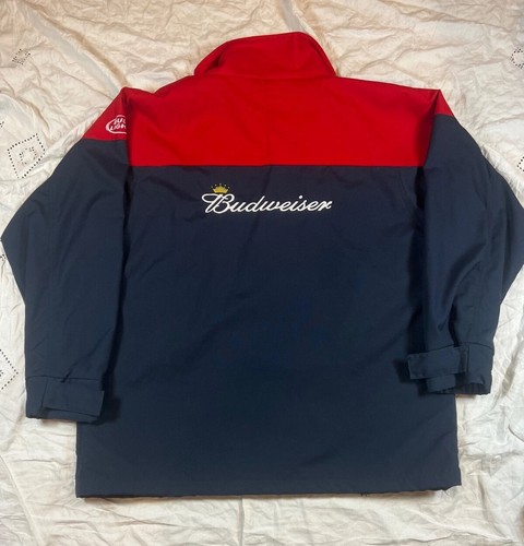 VTG Budweiser BUD Light Beer Red Navy Coat Sz LG 42-44 Riverside Made ...