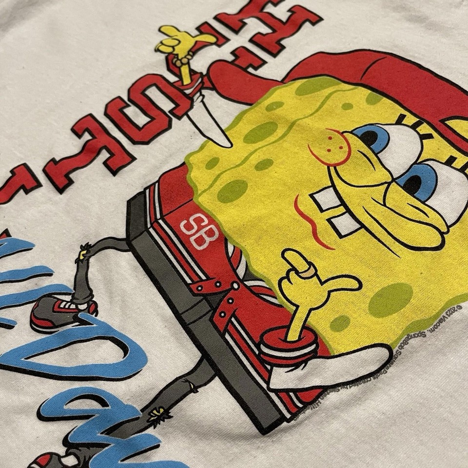 y2k Style Spongebob SquarePants Hustle All Day Large Graphic Print Tee ...