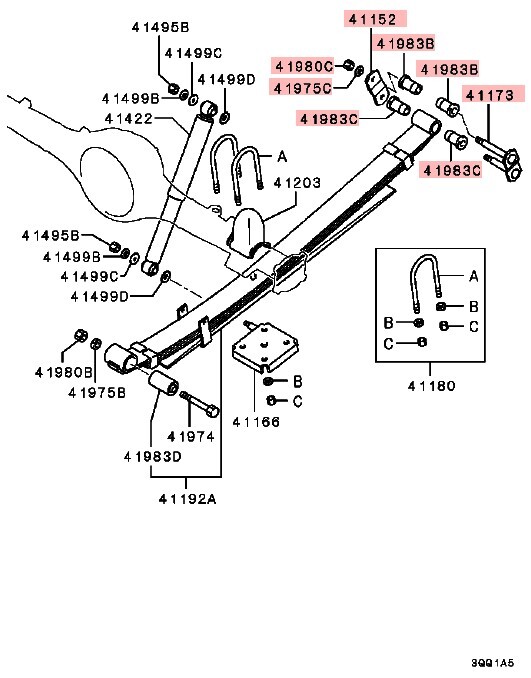 REAR LEAF SPRING SHACKLE AND BUSHES MITSUBISHI Delica L300 P13V 2.0 | eBay