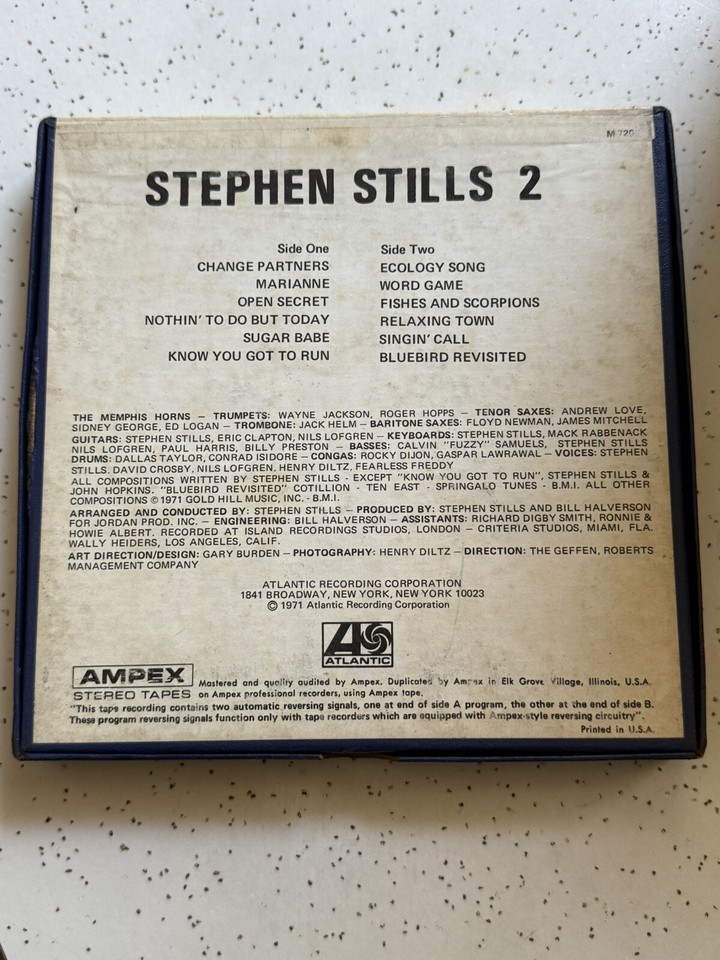 STEPHEN STILLS 2 AMPEX 1971 Reel To Reel 7 ½ IPS CSNY M7206 Atlantic ...