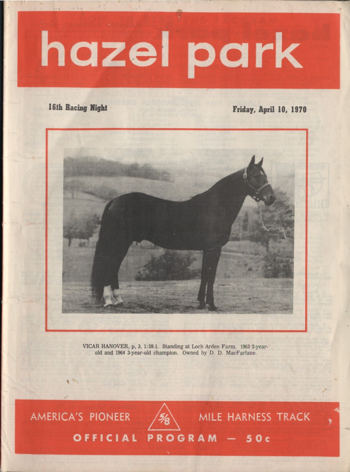 1970 Harness Horse Racing Program Hazel Park Closed in 2018 After 70 ...
