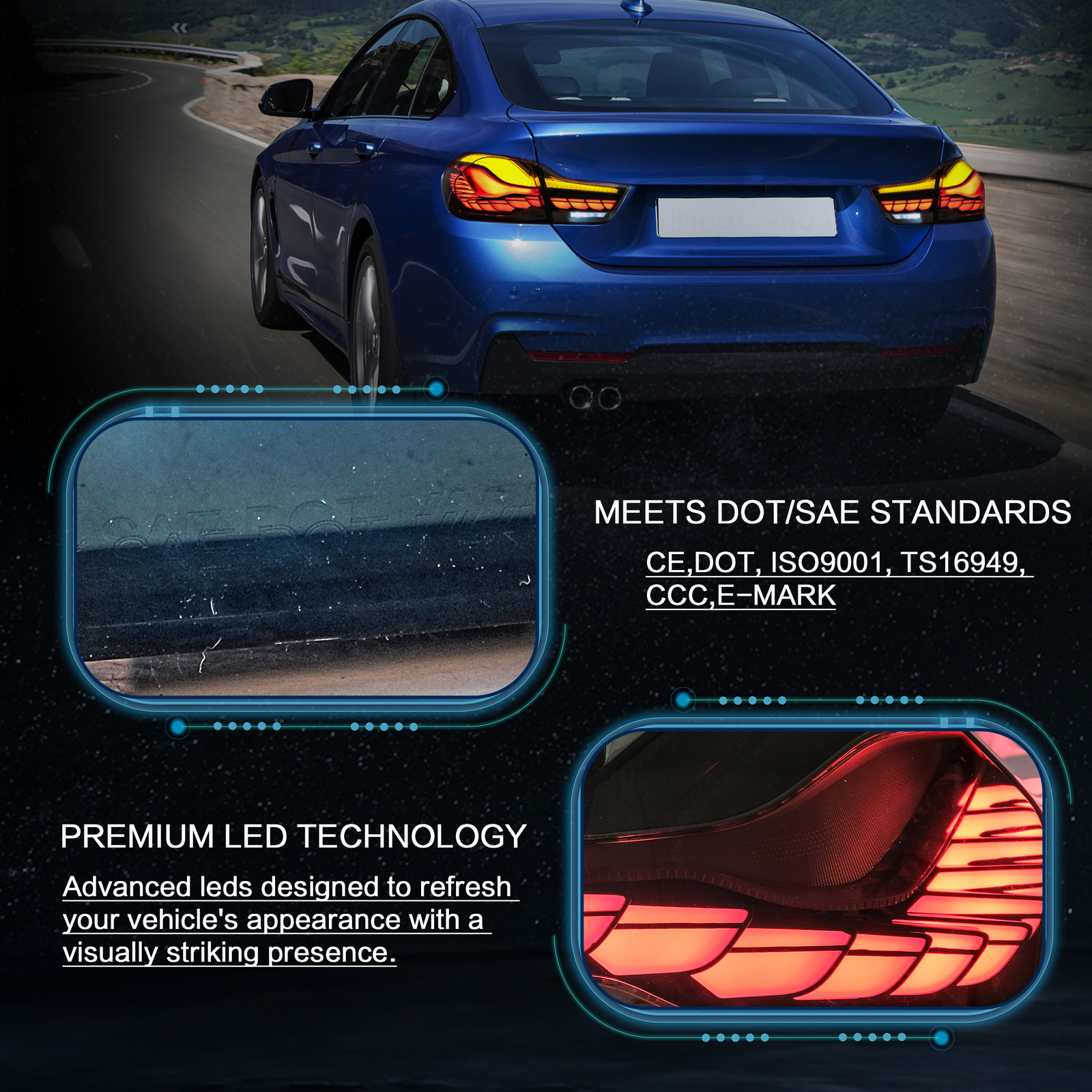 2PCS VLAND Smoked LED Tail Lights Smoked For 2014-2020 BMW 4 Series W ...