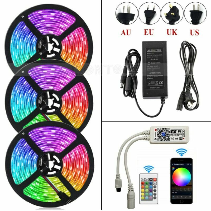 5/10/20M LED Strip Light 5050 SMD RGB 30Leds/m Waterproof WIFI IR ...