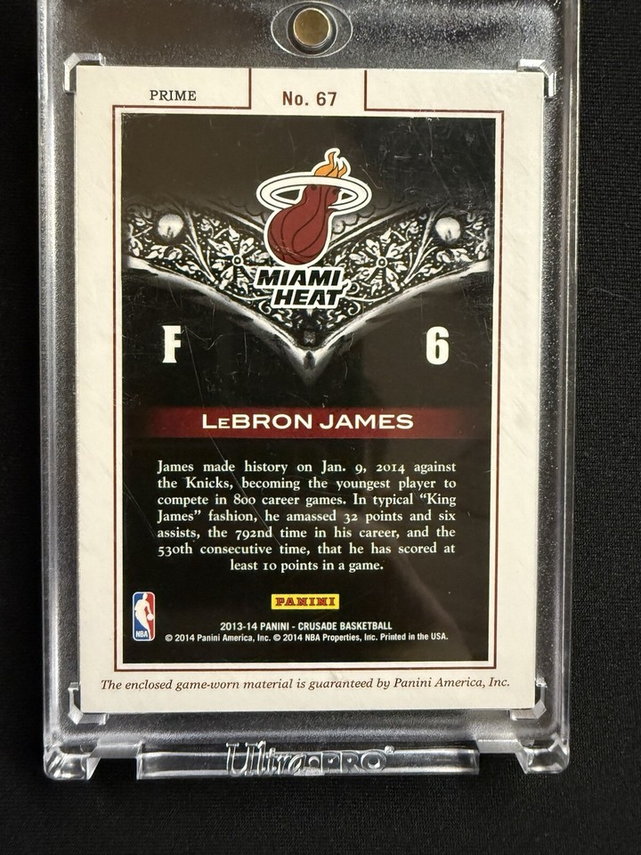 2013-14 Panini Crusade LeBron James Majestic Prime Patch /25 game Used ...