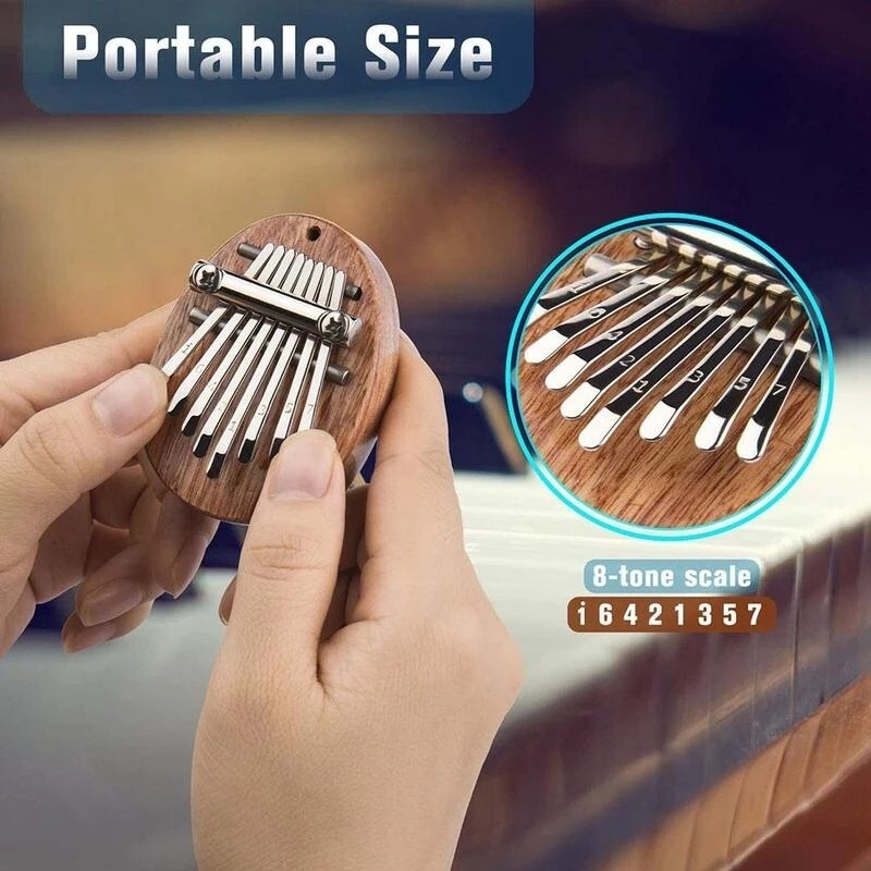 8 Keys Mini Kalimba Portable Wooden Finger Harp Thumb Piano Musical ...