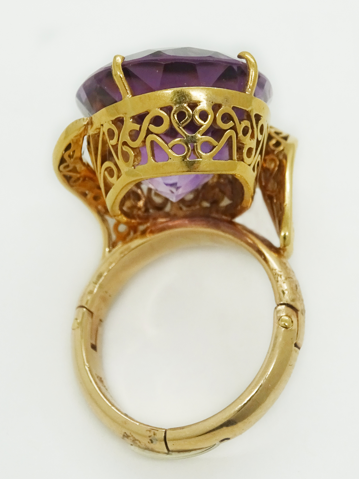 Large Oval Amethyst Secure Superfit Shank 14k / 18k Gold Ring, Size 5.5 ...