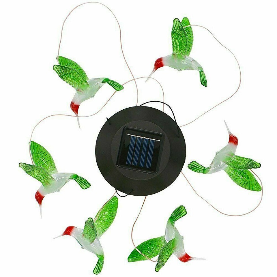 Color-Changing LED Solar Powered Hummingbird Wind Chime Lights Yard ...
