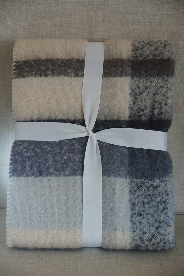 UGG Colton Muted Plaid Throw Blanket Wool-Blend Imperial Whipstitch 50 ...