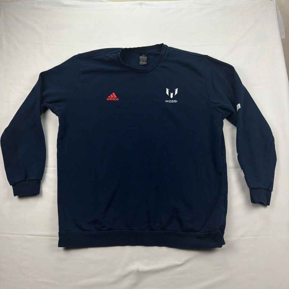 Adidas Messi Crewneck Sweatshirt Graphic Sleeve Pullover Navy Blue Mens ...