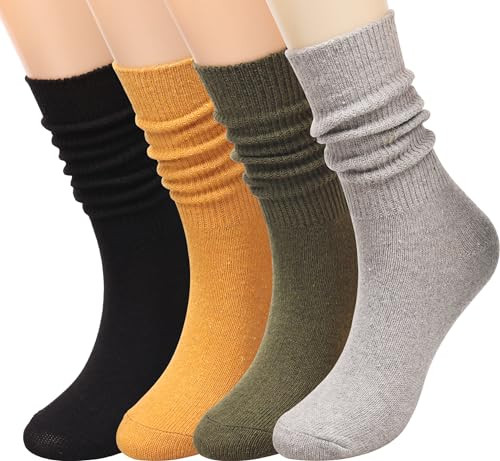 3 Pairs Women Winter Wool Cable Knit Crew Knee High Acrylic Blend Color ...
