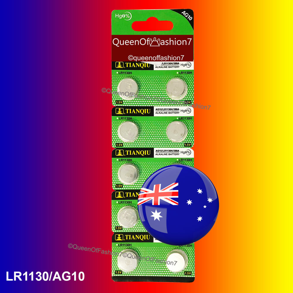 10 x LR1130 0%Hg AG10 189 Battery 1.5V Batteries Alkaline 🇦🇺 QUEENof7 🙂 ...