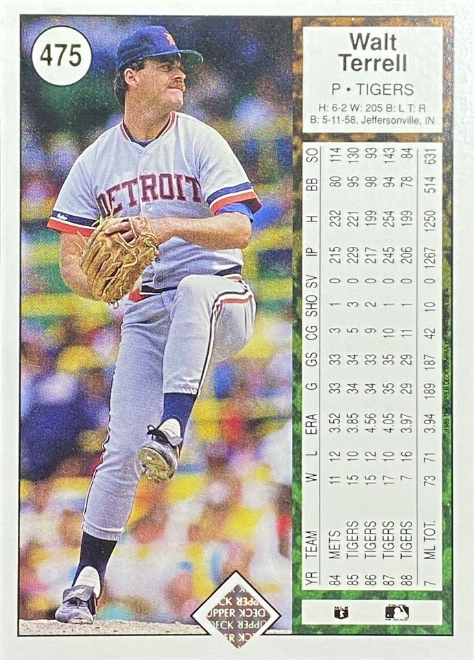 1989 Upper Deck #475 Walt Terrell Detroit Tigers Baseball Card | eBay