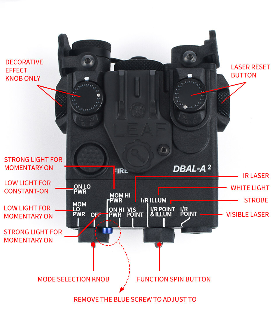 Wadsn DBAL A2 Airsoft Green Blue Red Dot Laser IR M300A Tactical Scout ...