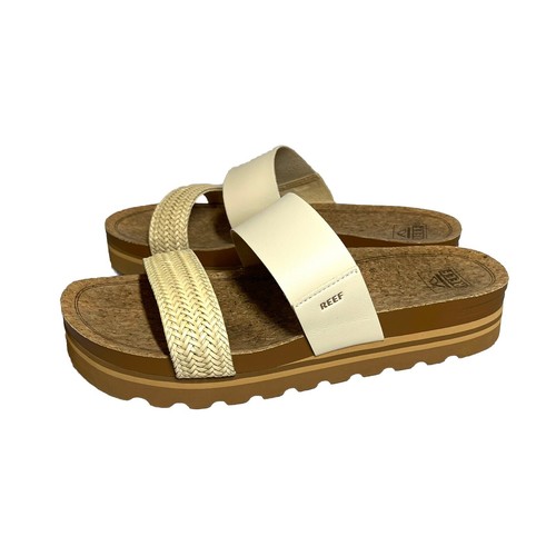 Reef Womens Size 11 White Cushion Vista Hi Platform Cork Slide Leather ...