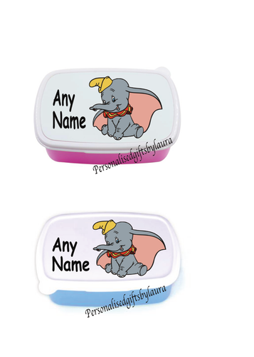 Personalised Dumbo Kids lunch Sandwich Snack box School | eBay UK