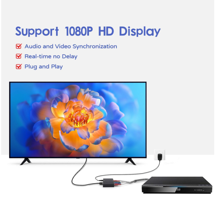 YPbPr Component to HDMI Converter Stereo Audio Video L/R 5RCA RGB ...