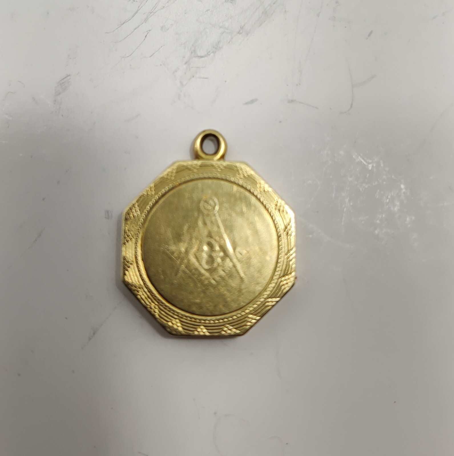 Antique 14k Gold Masonic Watch Fob Locket Pendant - Gem