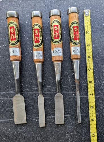 Japanese Ioroi Bench Chisel Set Of 4 Tools, Japanese Fine Woodworking ...