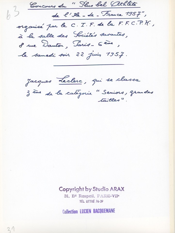 Male Bodybuilder Photo Competition 1957 Arax Gay Interest Jacques ...