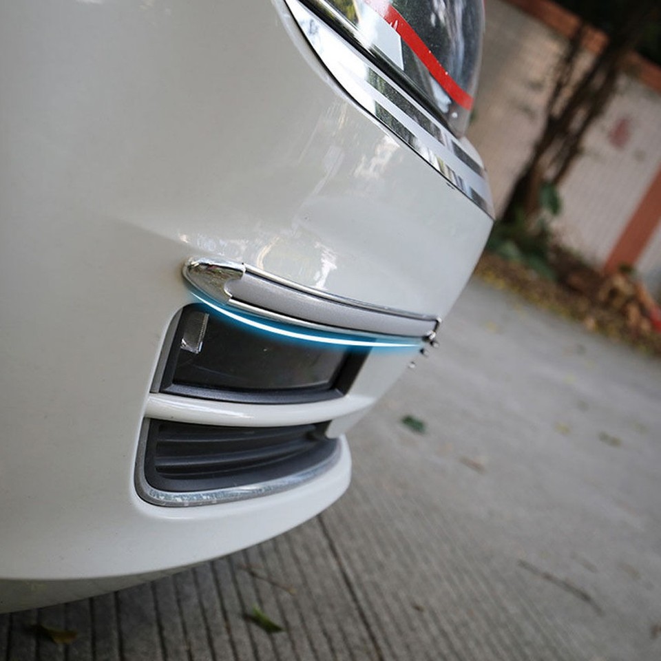 4x Car Accessories Front Rear Bumper Chrome Corner Protector Guard ...