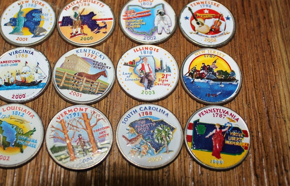 Lot of 21 Colorized State Quarters Statehood Series | eBay