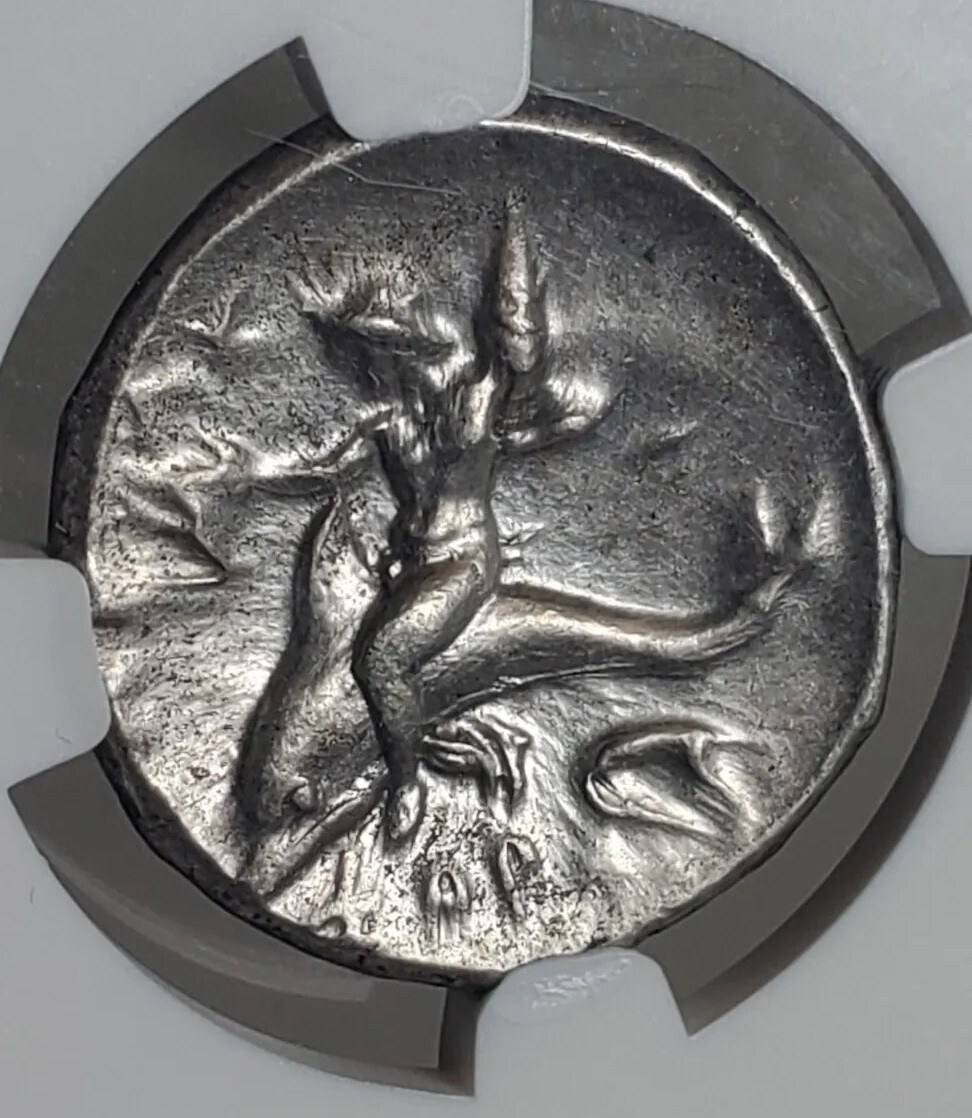 Calabria Taras Didrachm NGC AU Ancient Silver Coin | eBay